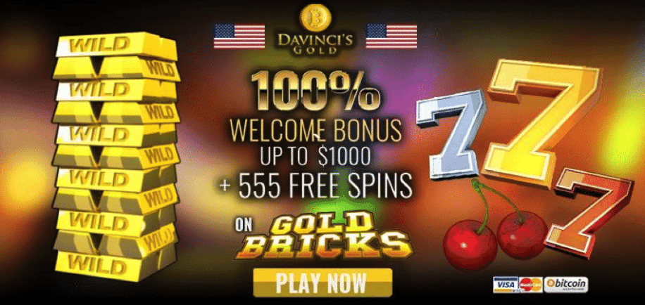 555 Free Spins on Gold Bricks + 100% Welcome Bonus - Davinci's Gold ...